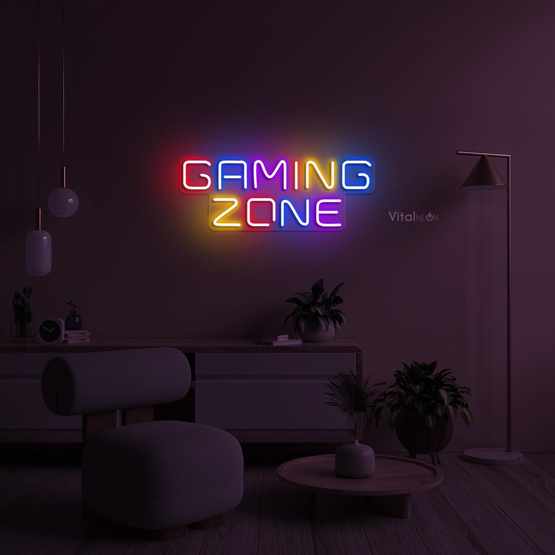 Gaming Zone Neon Sign, Gaming Zone LED Light, Gaming Zone Wall Art ...