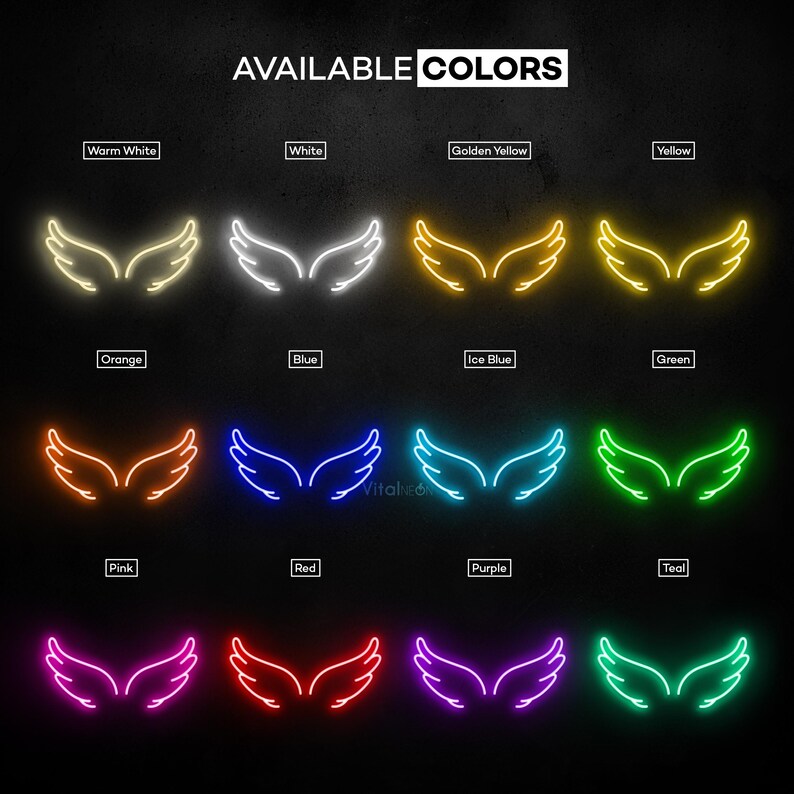 Customizable Angel Wings LED Neon Sign, Wall Decor - Etsy