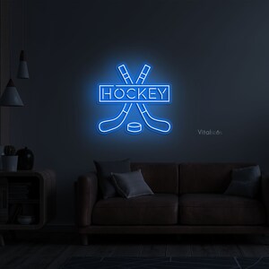 Hockey Neon Sign LED Wall Art Game Room Sports Decor Man Cave Bar Gift ...