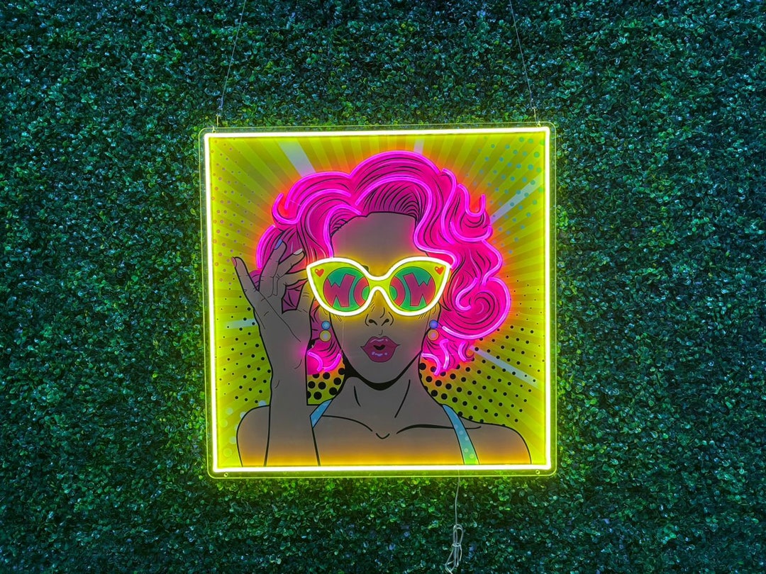Wow Lady Pop Art LED Neon Light, Comic Pop Art Sign, Perfect for Home ...