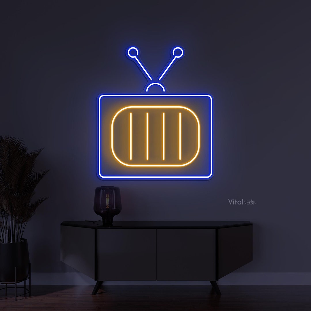 Retro TV Neon Sign, Retro TV Led Light, Television Wall Decor, Cafe ...