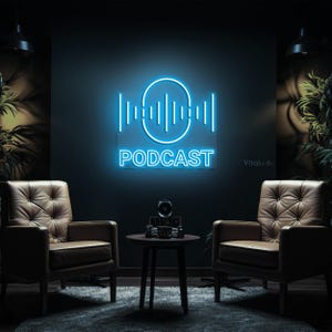 Podcast Neon Sign, Podcast LED Light, Microphone Neon Art, Recording ...