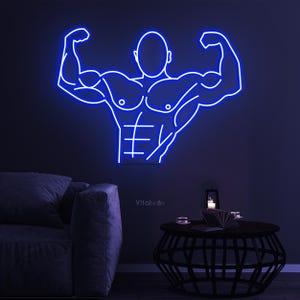 Bodybuilder Neon Sign, Bodybuilder LED Light, Muscle LED Neon Art, Body ...