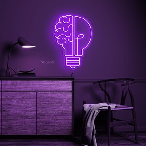 Brain Bulb Neon Sign, Bulb-brain Led Light, Bulb Neon Art, Bulb Wall ...