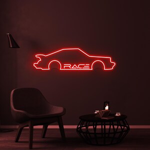 Race Neon Sign, Race Car LED Light, Sports Car Wall Decor, Racing Car ...