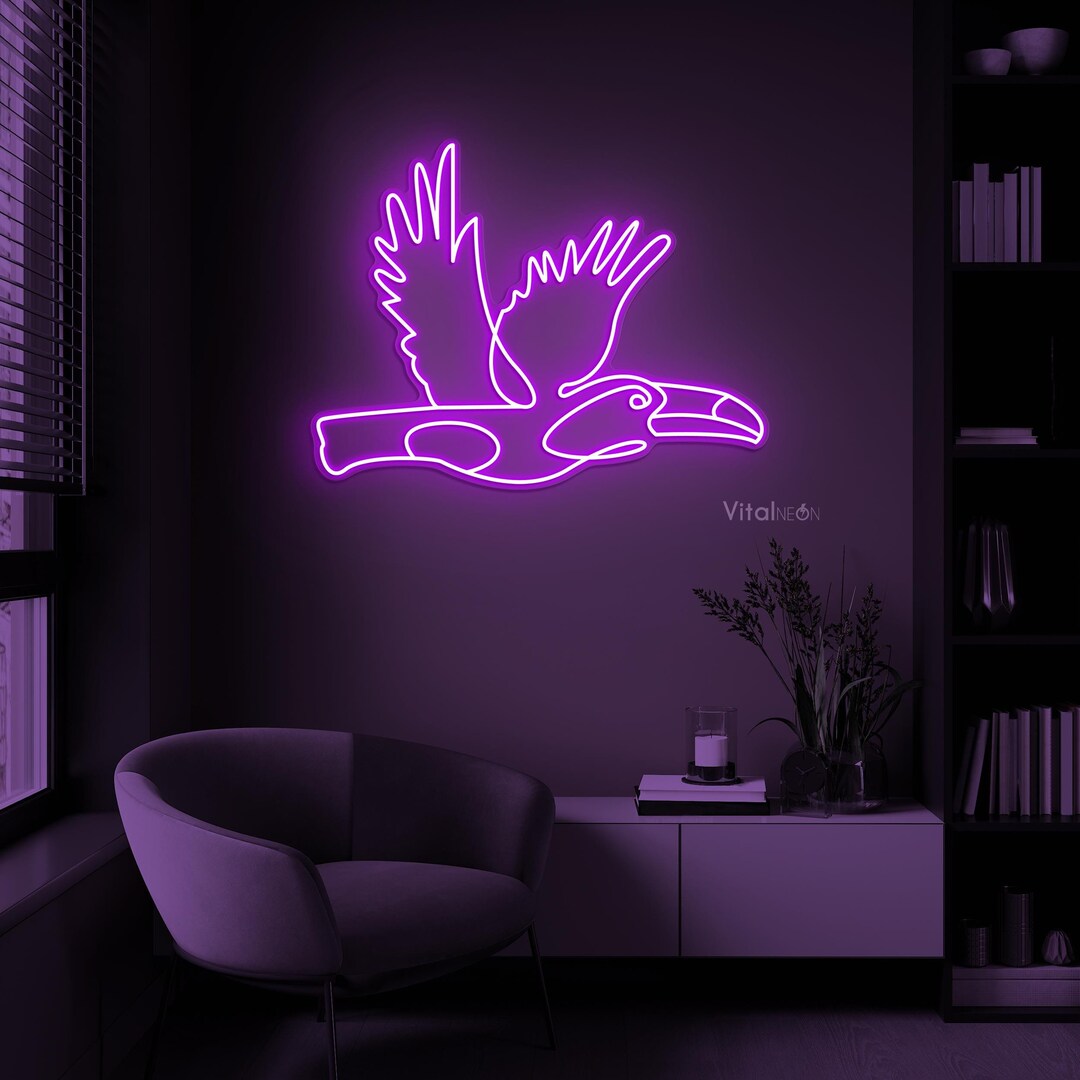 Flying Toucan Neon Sign, Flying Toucan LED Light, Birds Shop Decor ...