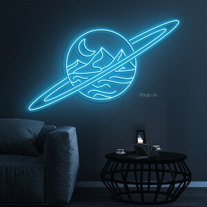 Planet Neon Sign, Deserted Planet LED Neon Light, Planet Neon Signs for ...