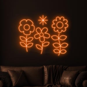 Flowers Neon Sign LED Light Garden Wall Decor Wedding Gallery Art Party ...