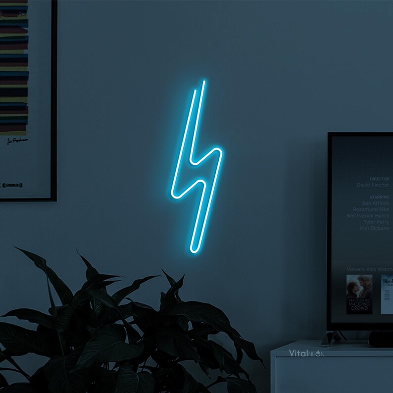 Customizable Lightning LED Neon Sign, Thunderbolt Wall Decor - Etsy