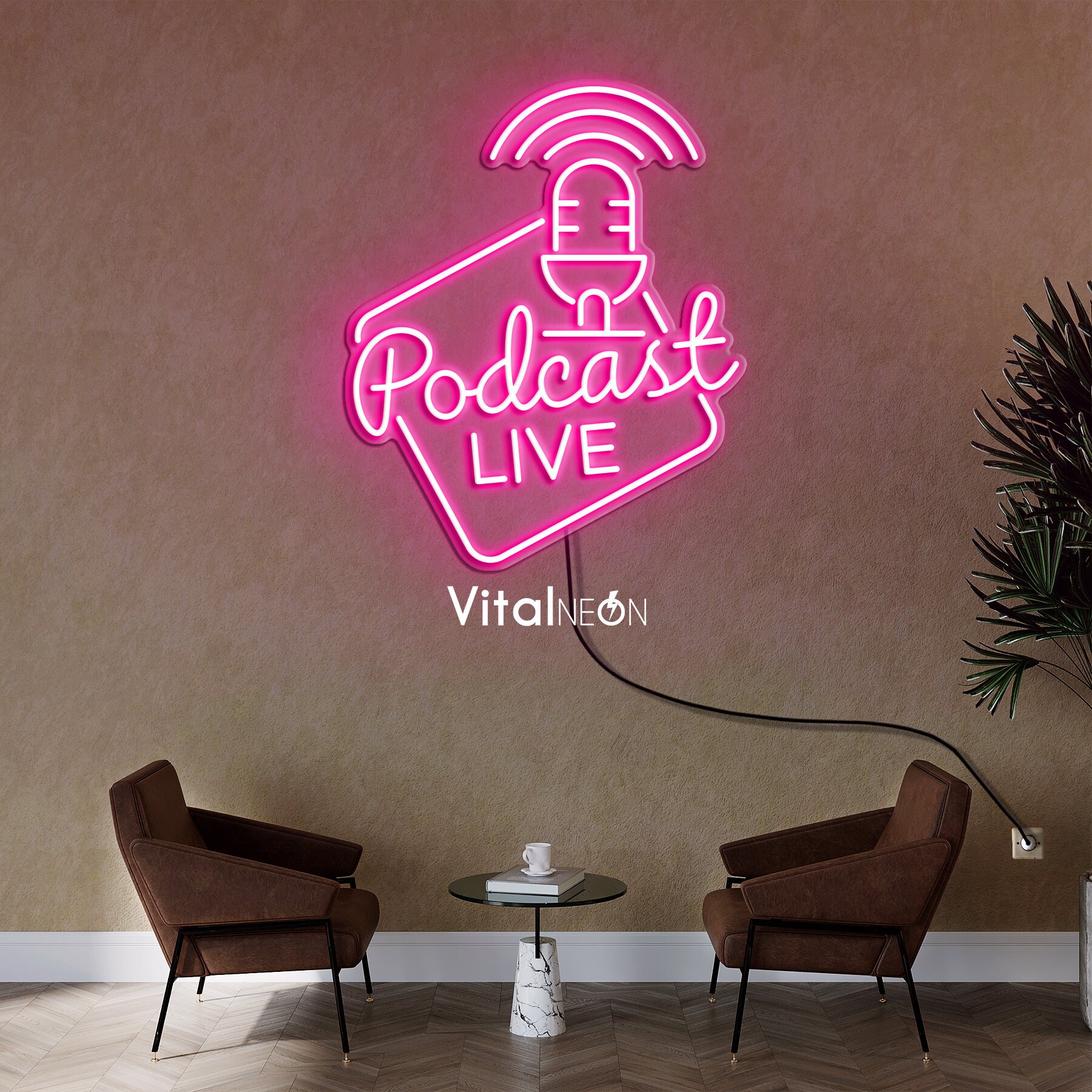 Podcast Live Neon Light, LED Sign, Podcasters and Broadcasting Studios ...