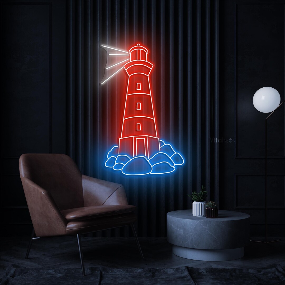 Lighthouse Neon Sign, Lighthouse LED Light, Lighthouse LED Neon Art ...