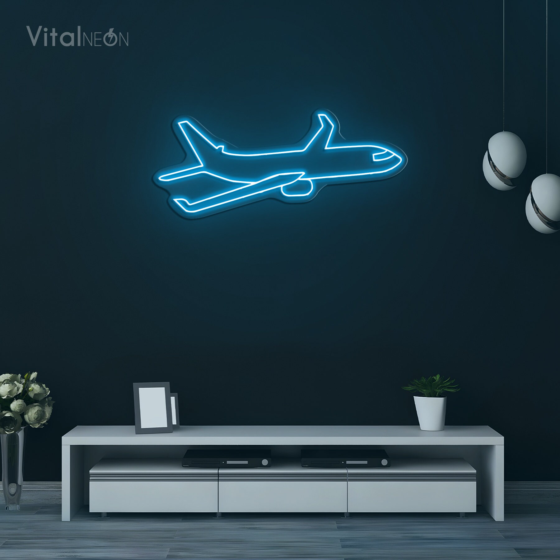 Airplane Neon Sign Custom Aviation Decor Personalized Pilot Gift Unique ...