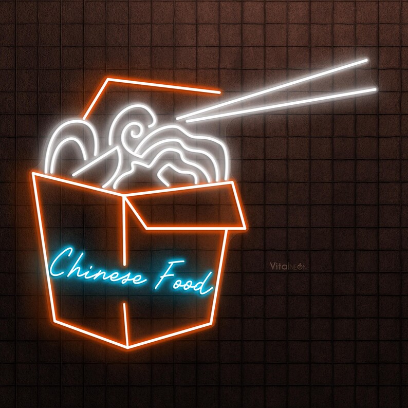 Chinese Food Neon Sign, LED Noodle Light, Asian Restaurant Wall Art ...