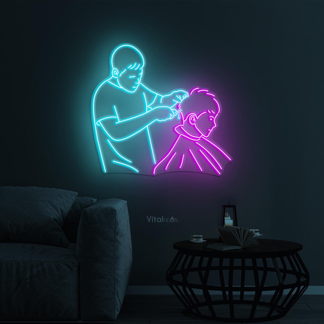 Barber Neon Sign, Haircut LED Light, Barber LED Neon Art, Barber ...