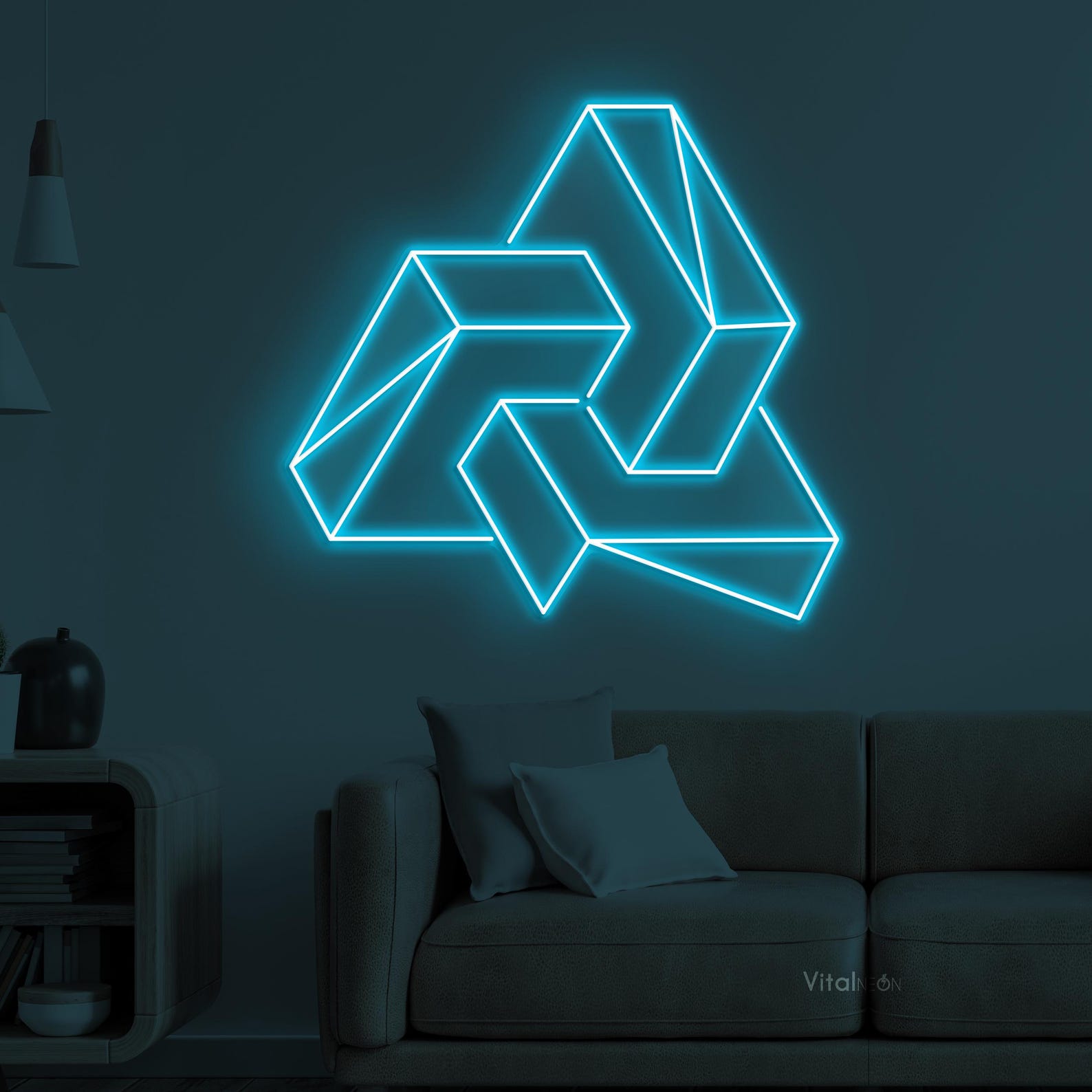 Interlocking Geometric Boxes LED Neon Sign, Lab School Living Space Art ...