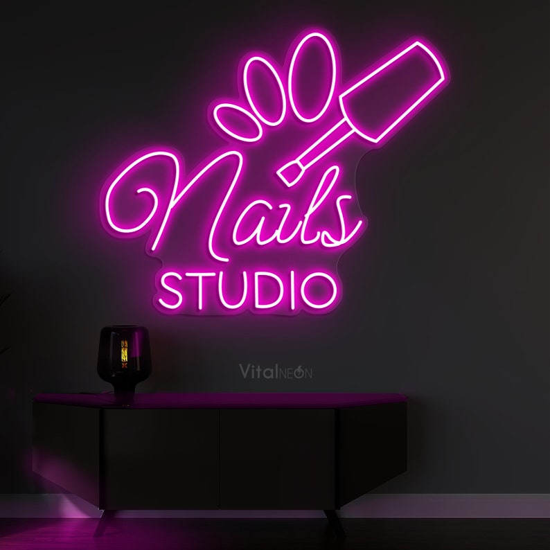 Nails Studio LED Neon Sign, Nail Art Makeup Beauty Shop Room Ladies ...