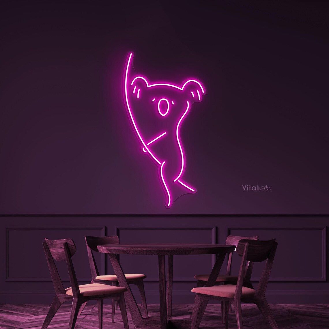 Koala Neon Sign, Koala LED Light, Koala on Branch Wall Art, Animal ...