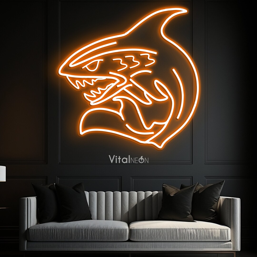 Shark Neon Sign, Shark LED Light, Shark Night Light, Boys Bedroom Wall ...
