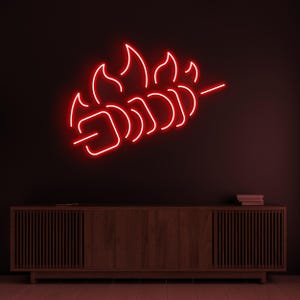 Kebab Neon Sign, Kebab Neon Light, Restaurant Wall Decor, Flaming BBQ ...