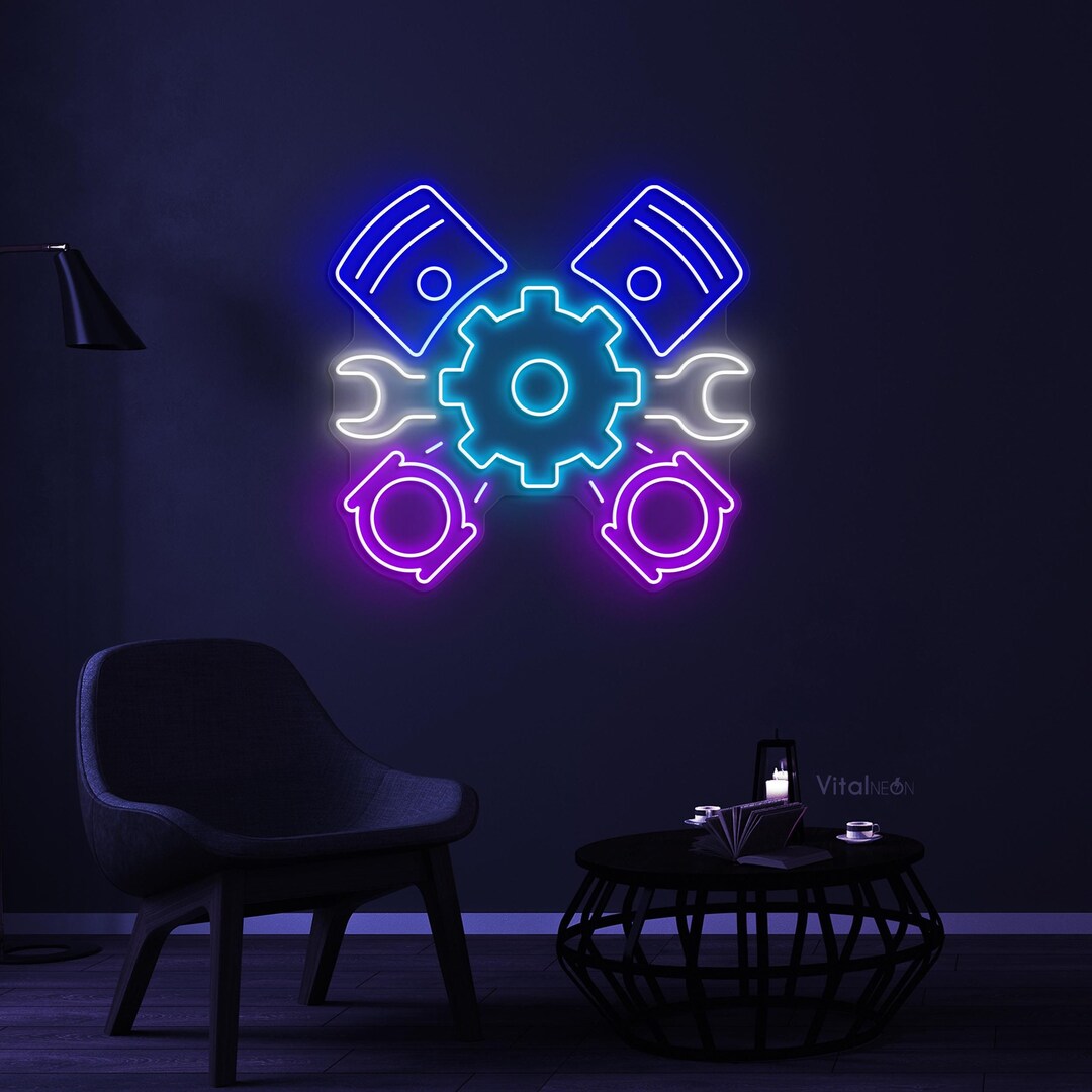 Mechanic Tools Neon Sign, Mechanic LED Light, Garage Wall Decor, Work ...