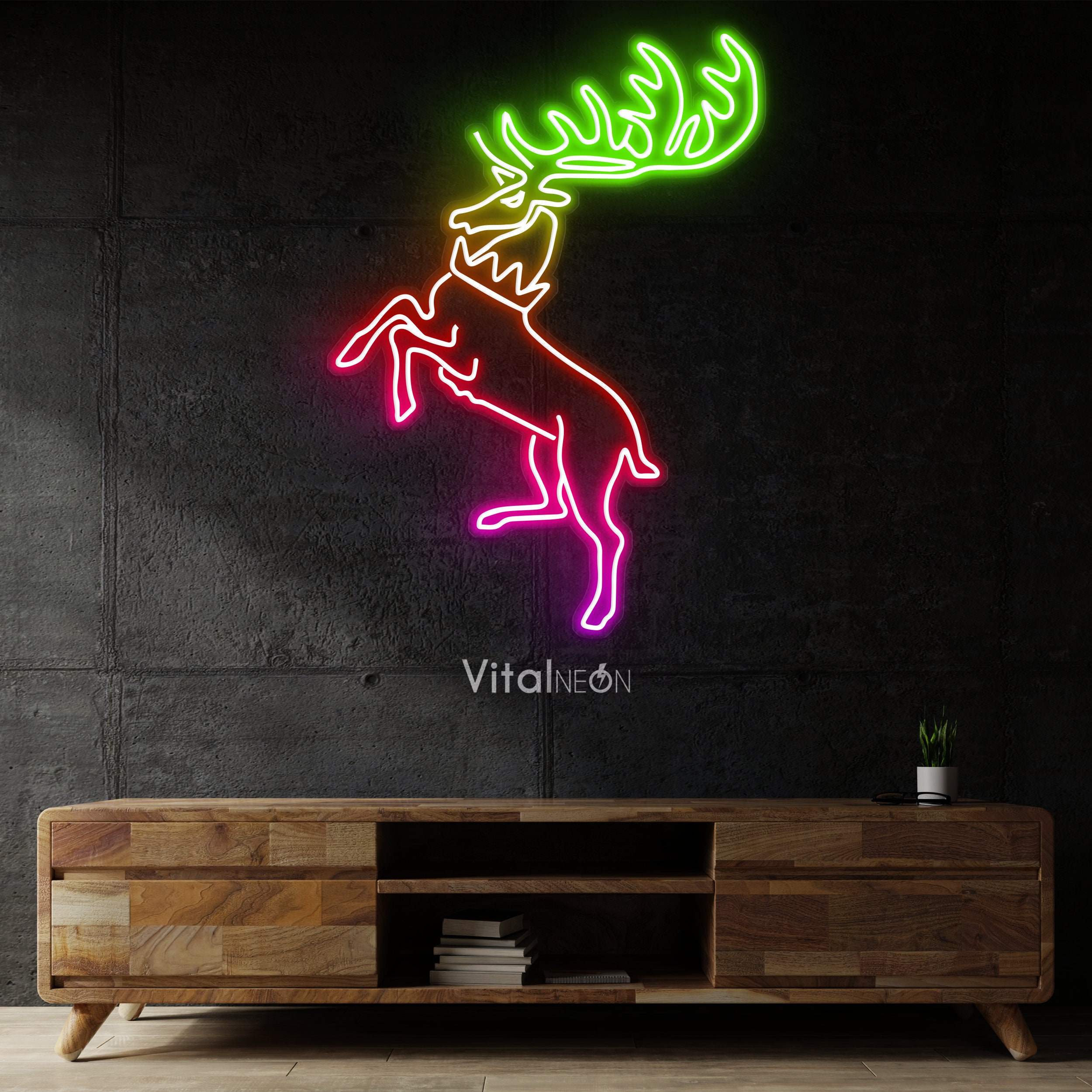 Deer Neon Sign, Colorful Art for Room, Dorm, and Nursery Decor, Winter ...