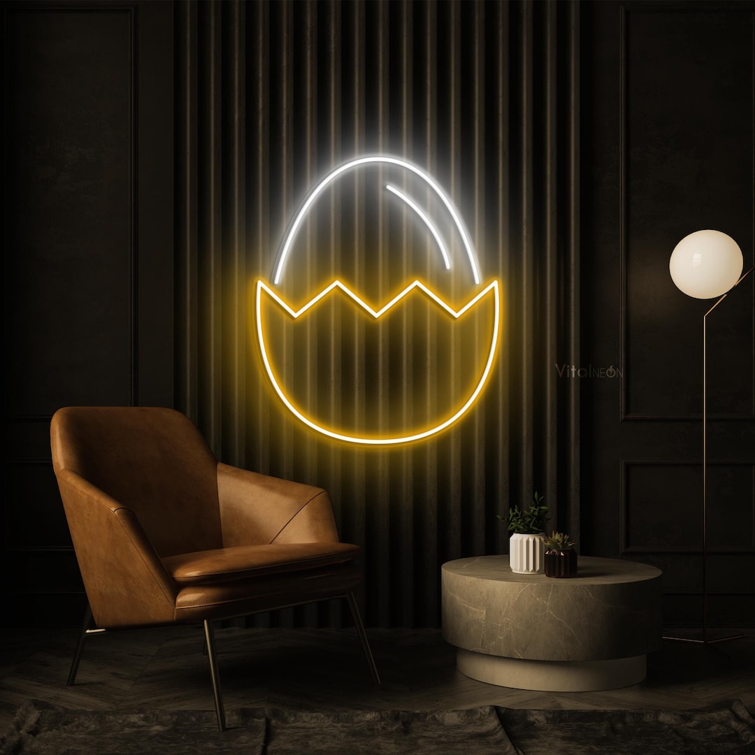 Egg Neon Sign, Egg LED Light, Cracked Egg LED Neon Art, Birds Shop ...