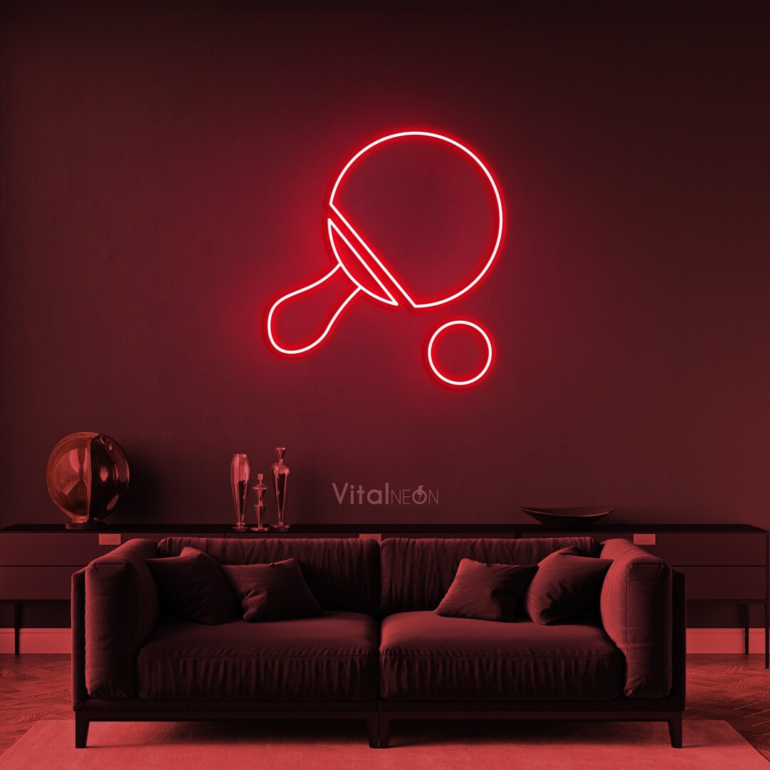 Table Tennis LED Sign, Ping Pong Racket Neon Light, Sports Fan Wall ...