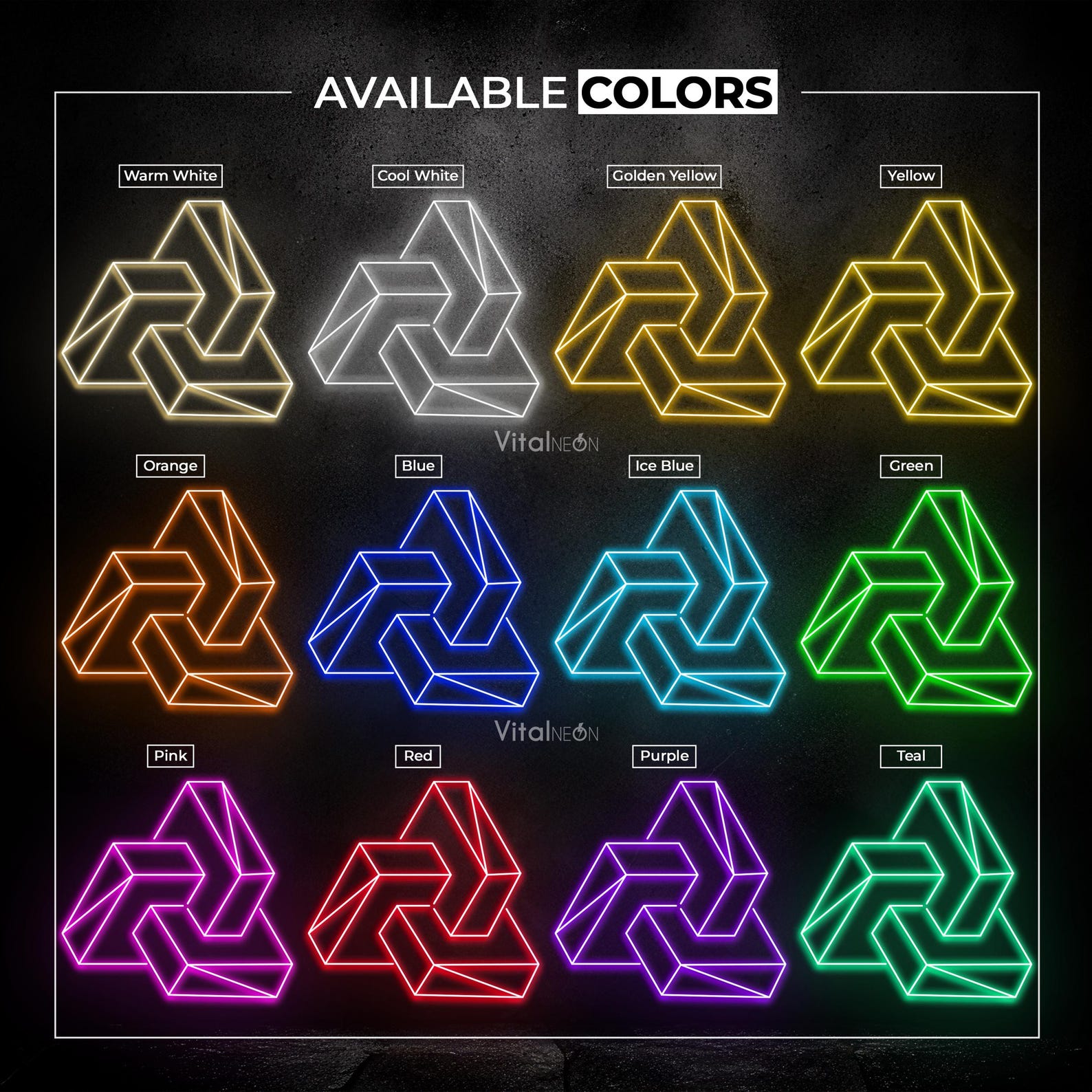 Interlocking Geometric Boxes LED Neon Sign, Lab School Living Space Art ...