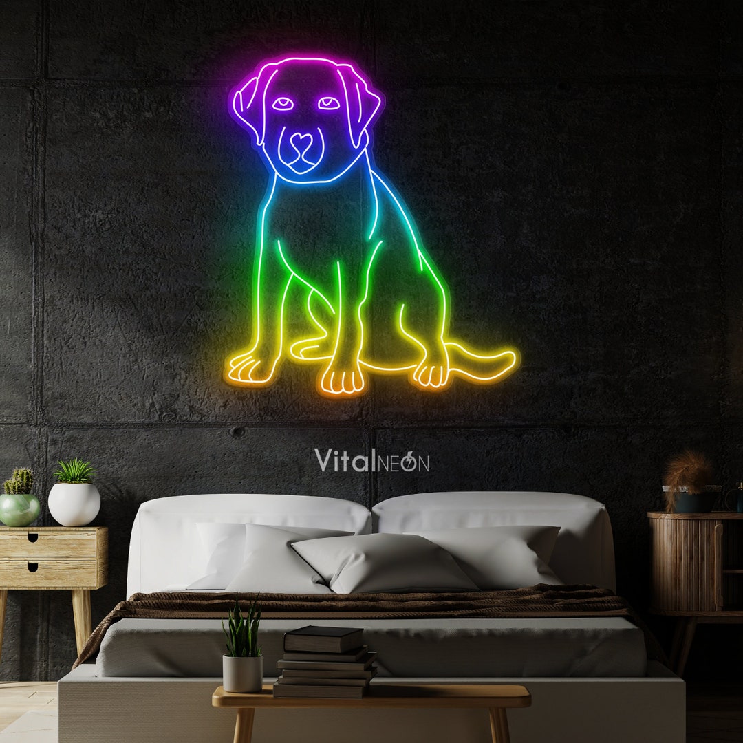 Labrador Retriever Pet LED Neon Light, Labrador Dog LED Light-up Sign ...