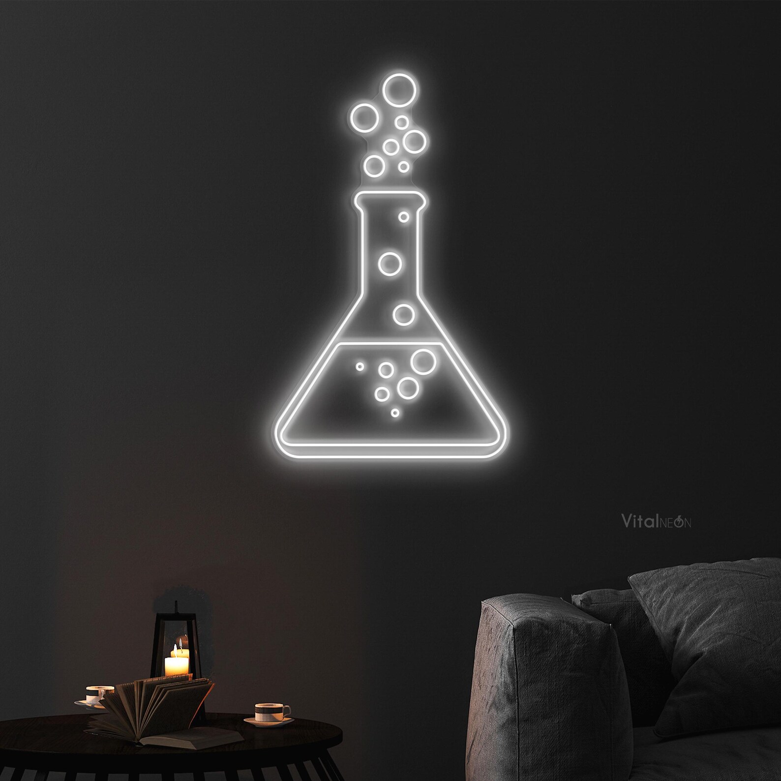 Flask Beaker LED Neon Sign, Chemistry Science Lab School College ...
