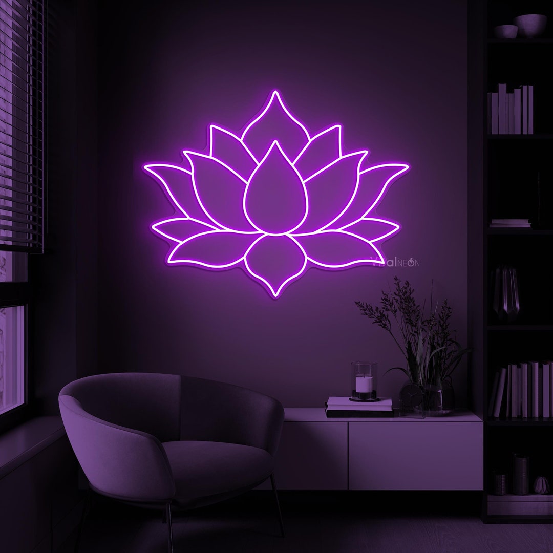 Lotus Flower Neon Sign, Lotus Flower LED Light, Minimalist Lotus Flower ...