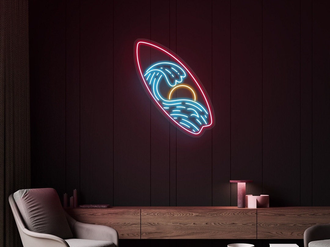 Surfboard Neon Sign, Beach Vibes Decor, Surfboard LED Light for Surfers ...