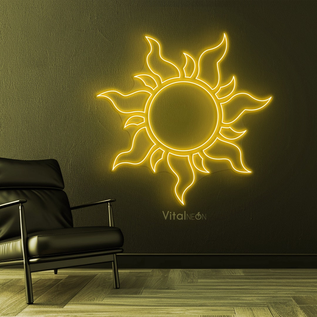 Sun Neon Sign, Sun Neon Light, Sun Neon Wall Art, LED Sun Sign, Kids ...