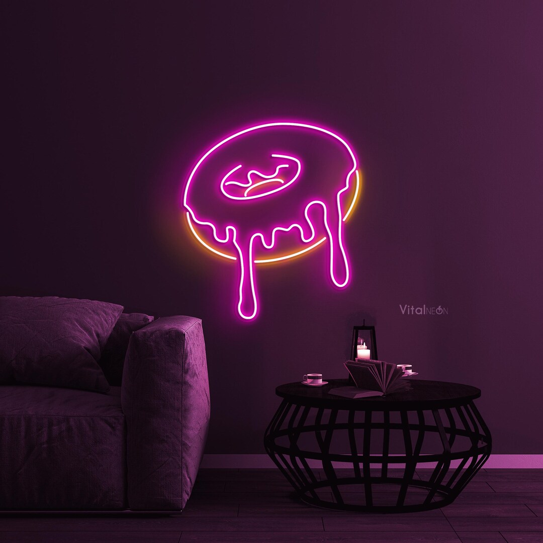 Donut Neon Sign, Donut LED Sign, Yummy Donut Wall Decor, Dessert Shop ...