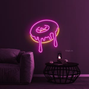 Donut Neon Sign, Donut LED Sign, Yummy Donut Wall Decor, Dessert Shop Art, Donut Cafe Wall Art ...