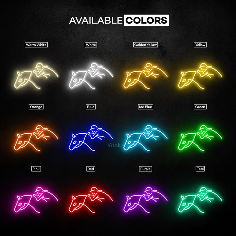 Horse Racing Neon Sign LED Light Rider Wall Decor Riding Animal Shop ...