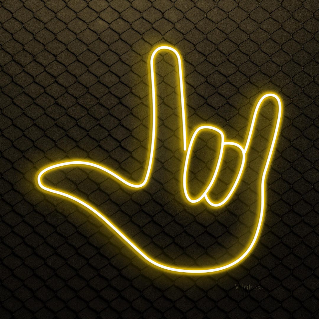 Rock on Hand Neon Sign, Rock on Hand LED Sign, Rock & Play Wall Decor ...