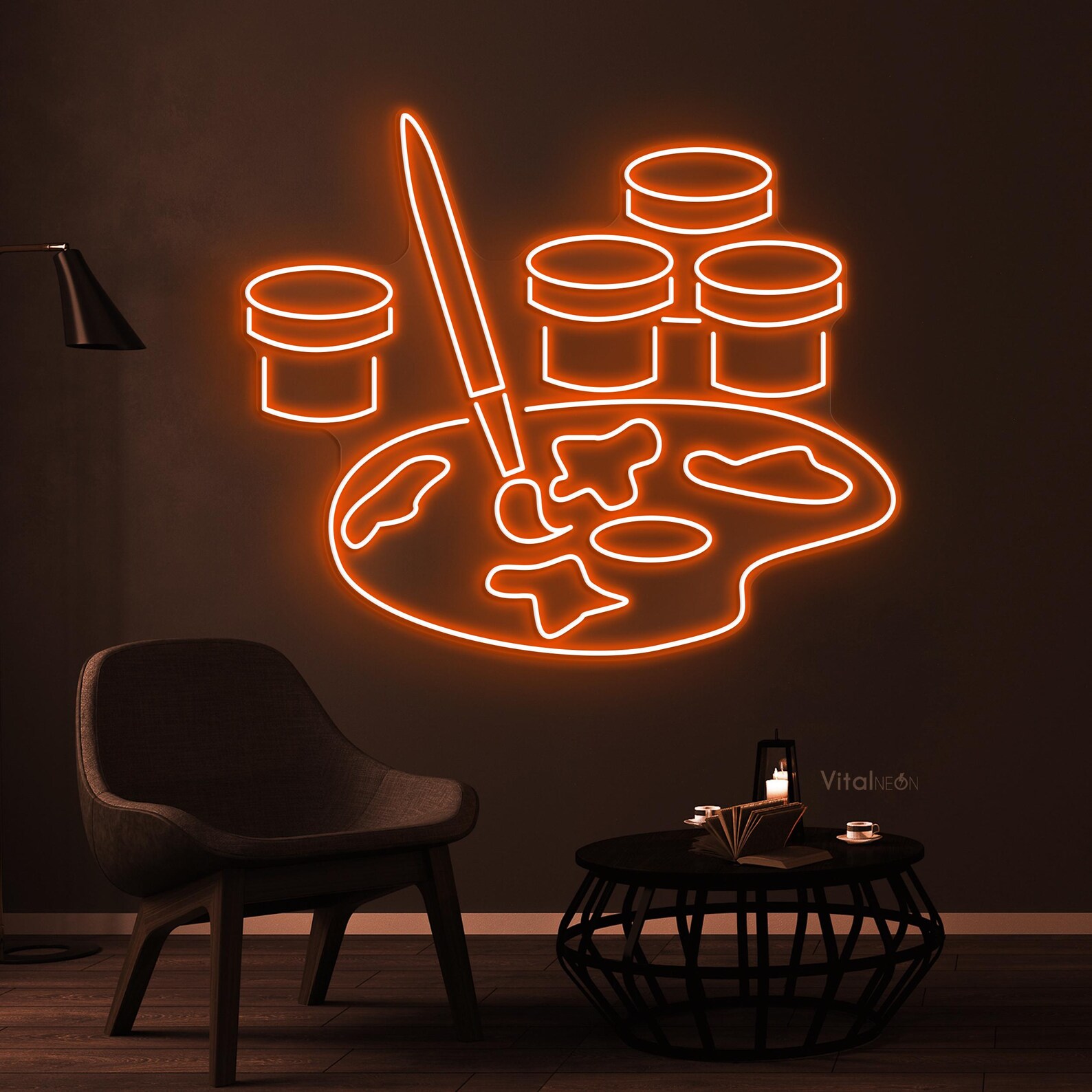 Paint Palette LED Light, Art Wall Decor, Painter Room Sign, Gallery ...