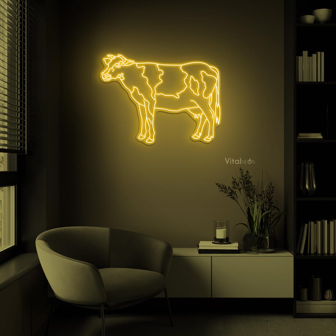 Cow Neon Sign, Cow LED Light, Cattle Wall Decor, Custom Neon Sign ...