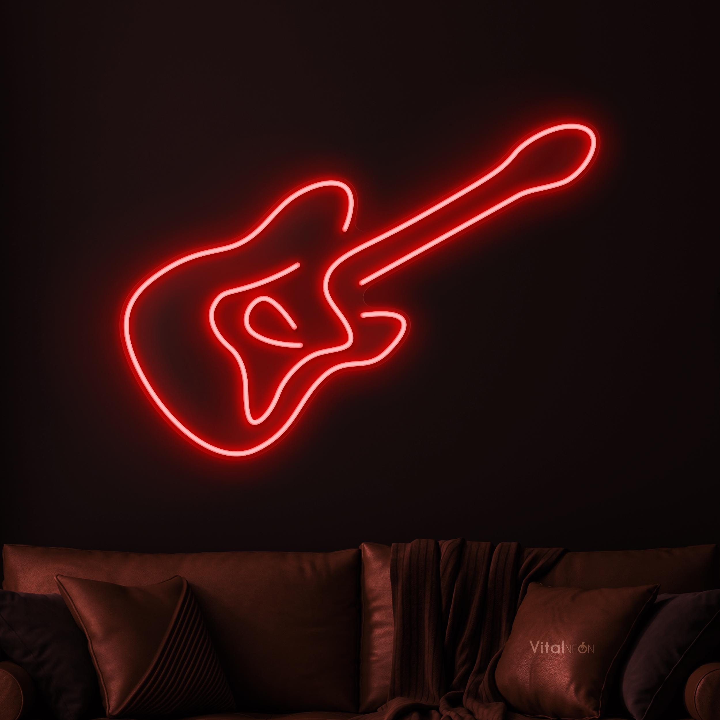 Guitar Neon Sign LED Light Wall Decor Music Room Studio Electric Art ...
