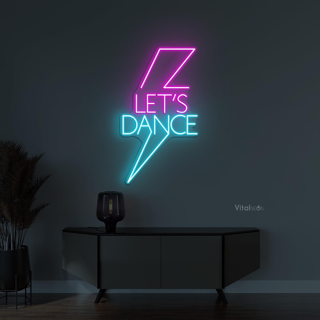 Let's Dance Neon Sign, Lightning Let's Dance LED Light, Dance Party ...