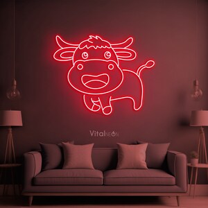 Cow Neon Sign, Cow Neon Light, Cow Wall Art Sign for Animal Lovers ...