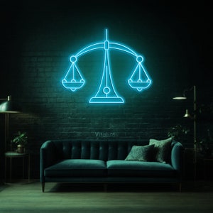Libra Neon Sign, Zodiac Horoscope Wall and Bedroom Decor, Zodiac Libra ...