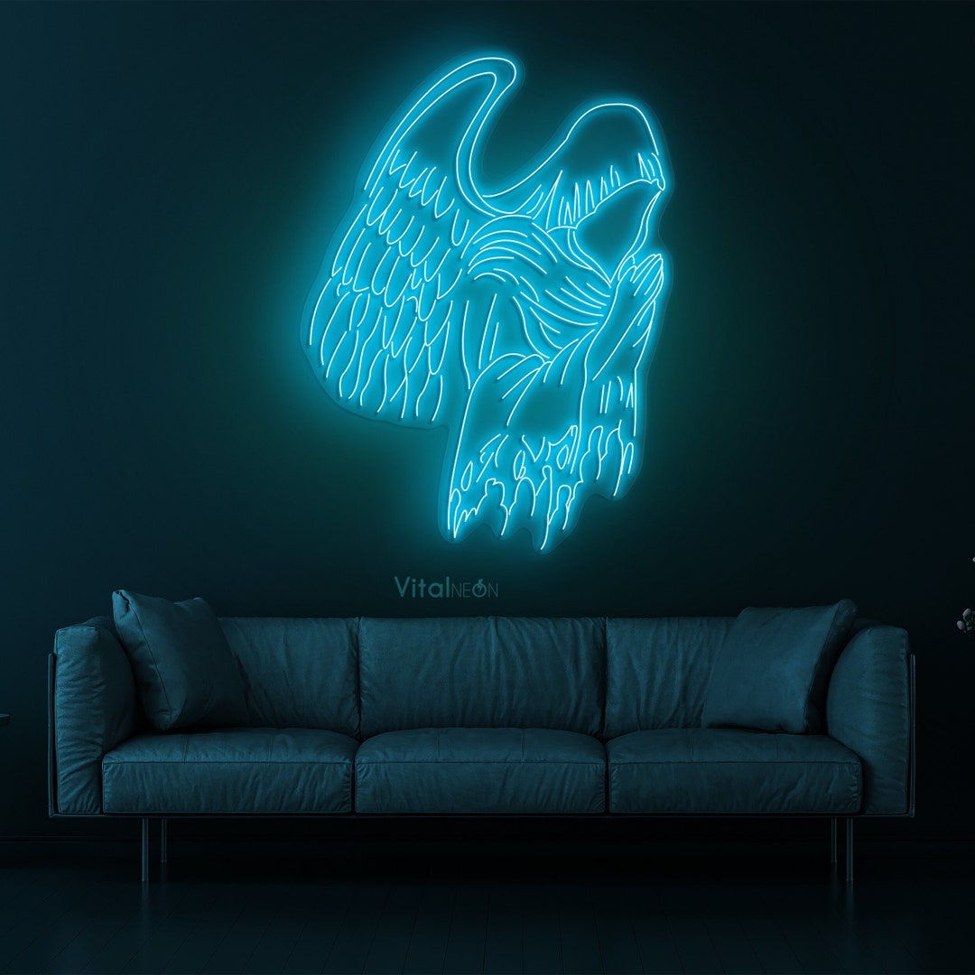 Angel Neon Sign, Angel Wing & Grim Reaper Neon Light, Bar and Game Room ...