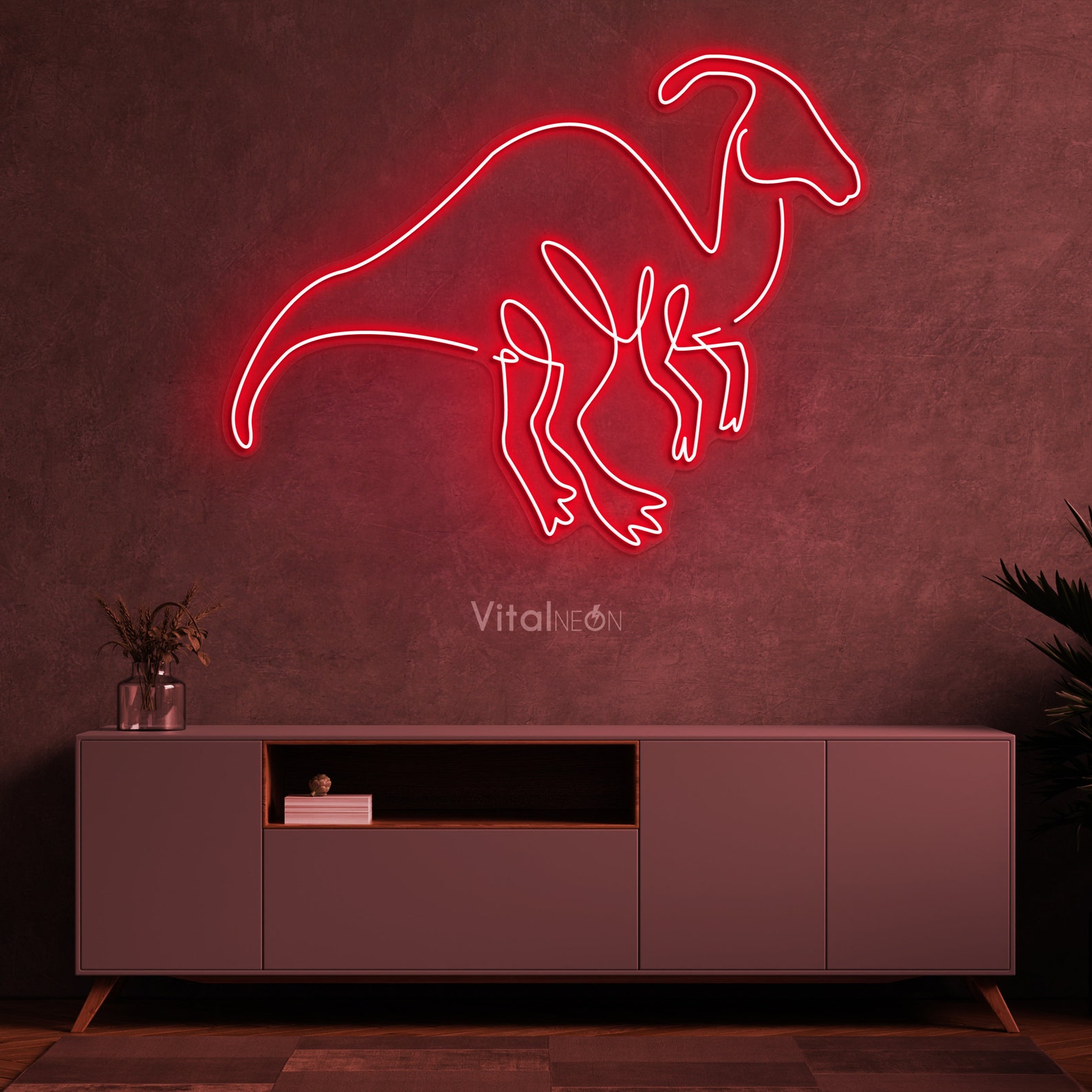 Parasaurolophus Led Neon Light, Dinosaur Neon Sign, LED Neon Sign, Kids ...