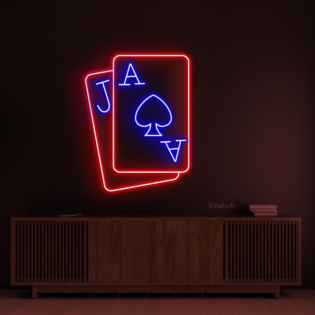 Playing Cards Neon Sign, Playing Cards LED Light, Casino Card Wall ...