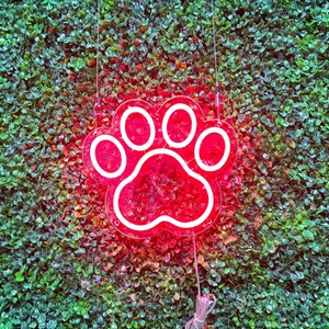 Dog Paw Neon Sign, LED Wall Lights for Bedroom, Cat Paw Neon Light ...