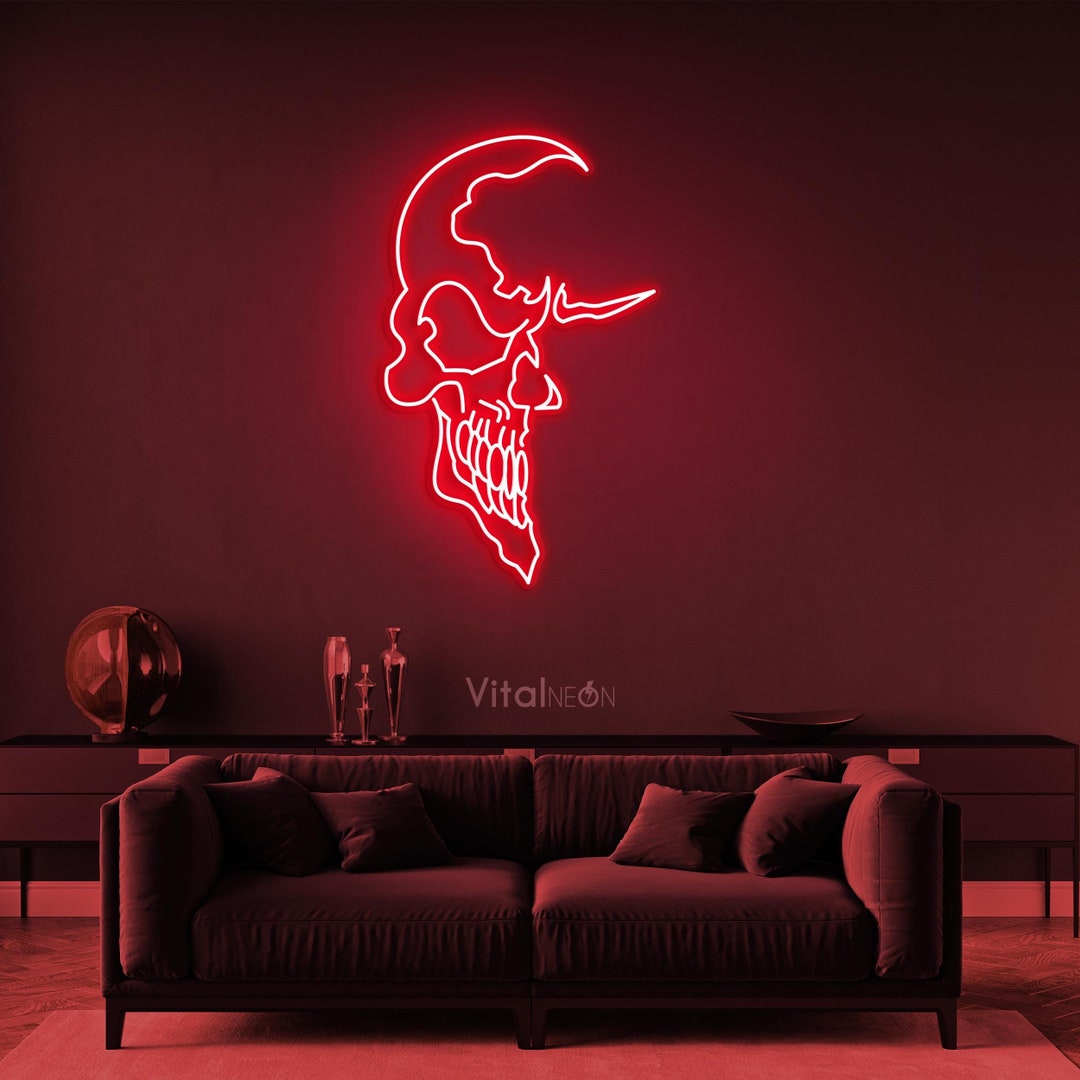 Skull Head Neon Sign, Grim Reaper LED Light, Grim Reaper Skull LED Neon ...