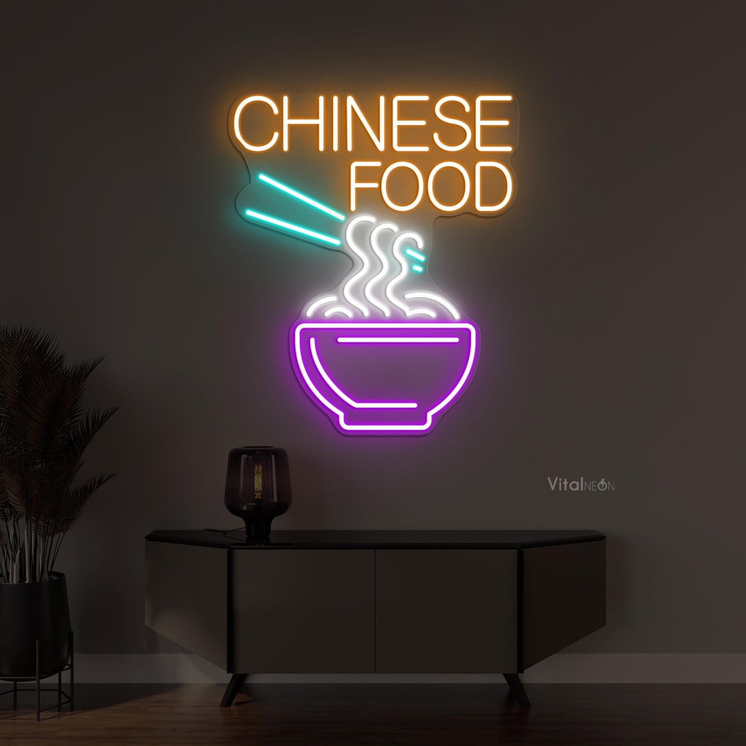 Chinese Food Neon Sign, Chinese Food LED Light, Asian Food Decor ...