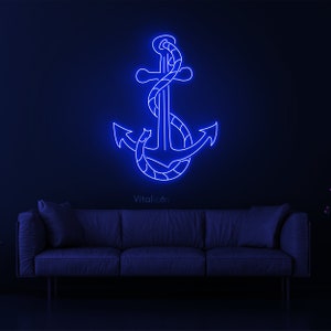 Anchor Neon Sign, LED Light for Anchor Lovers, Navy Decor, Custom ...